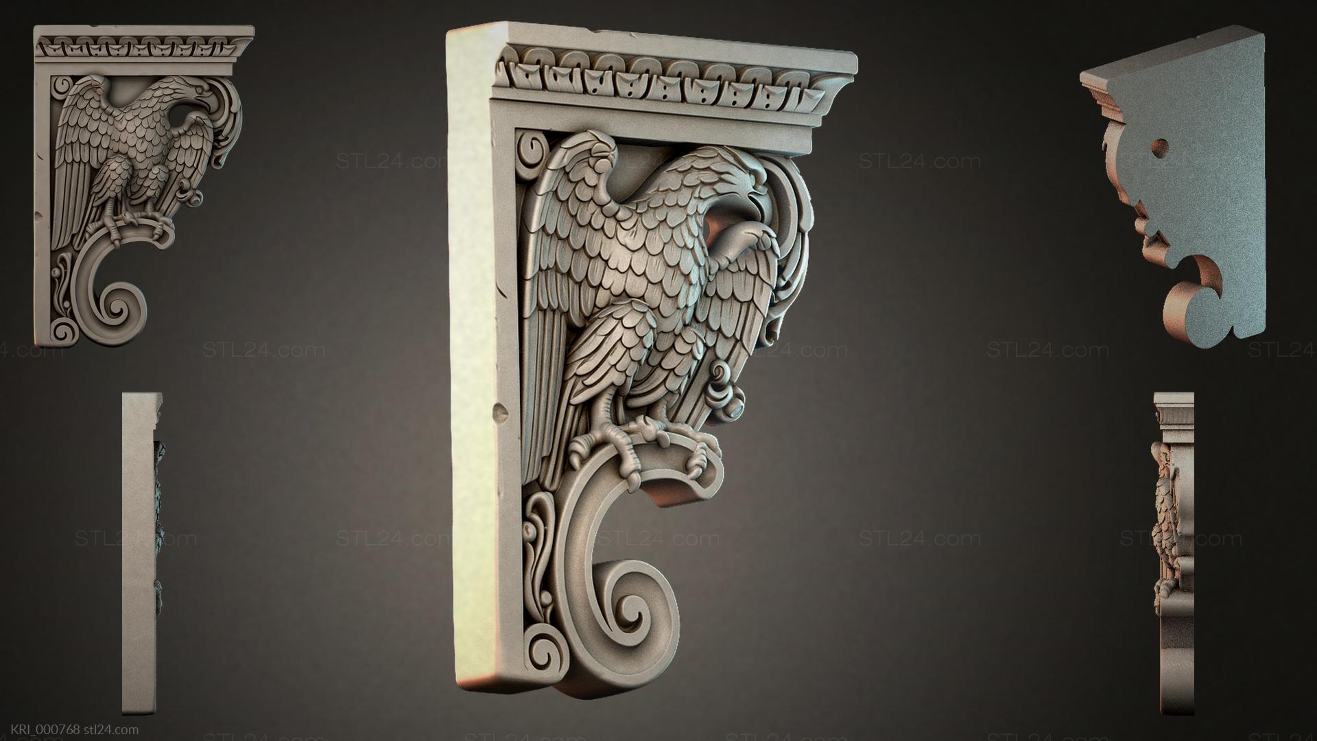 Brackets of different styles - Bracket with an eagle, KRI_000768. 3D ...