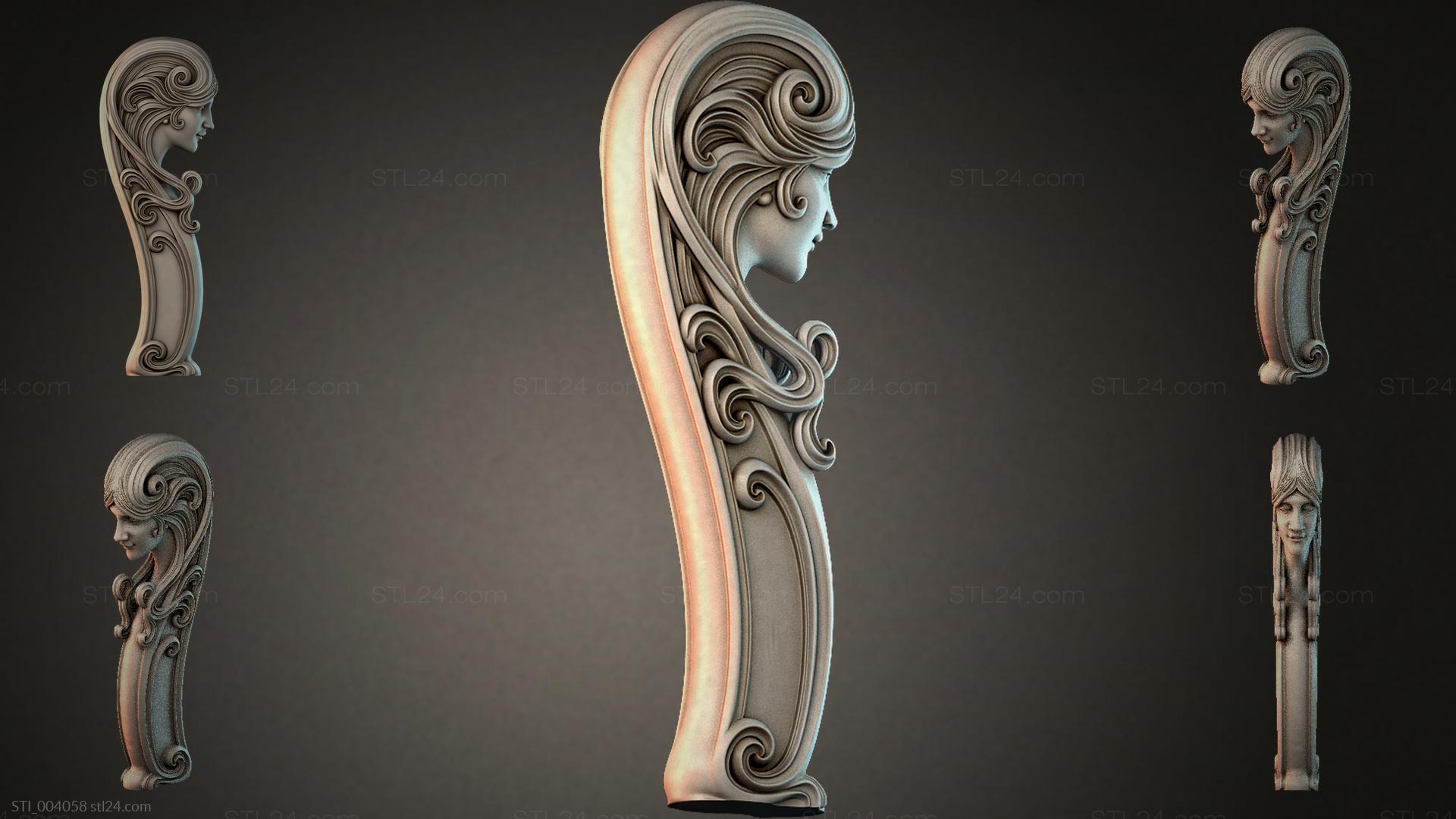 Different pillars - STI_004058. 3D stl model for CNC